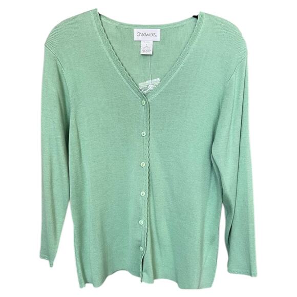 Chadwicks | Sweaters | Nwt Chadwicks Mint Green Silk Blend Cardigan ...